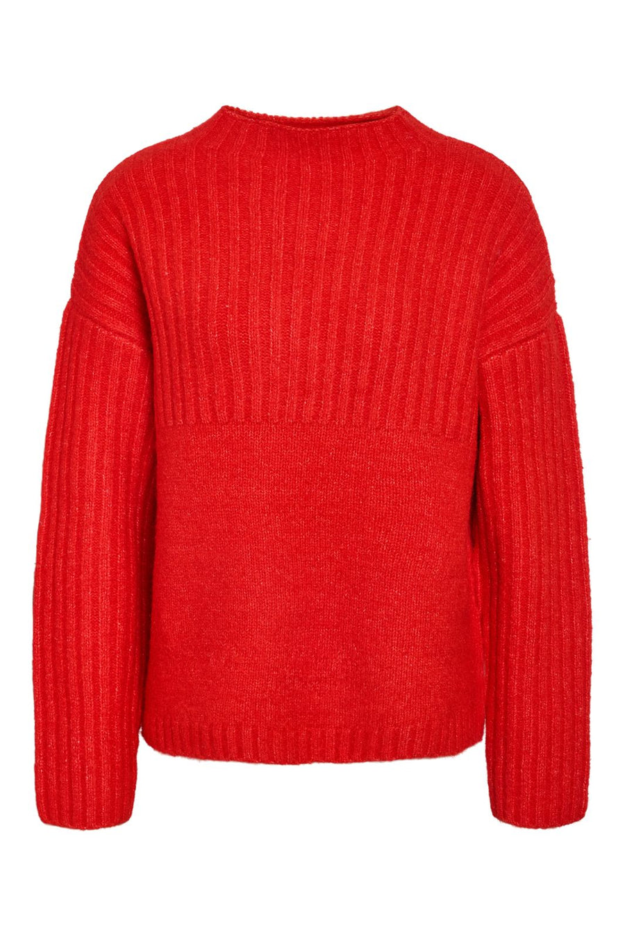 Noisy May - Nmnyla L/S Loose High Neck Knit Fwd Dd - 4822734 Racing Red